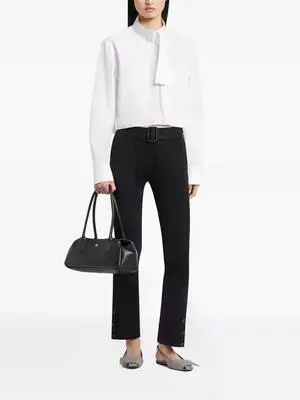 COURREGES Ribbed Belted Button Detail Capri Pants