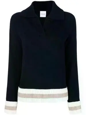 MADELEINE THOMPSON V-neck Knitted Jumper - Blue
