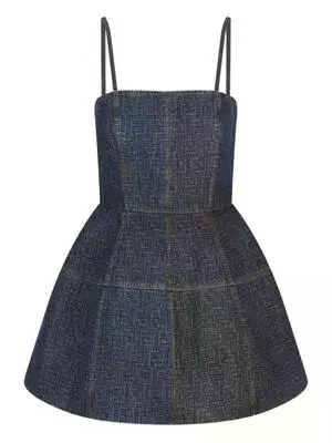 Fendi Ff-motif Denim Mini Dress - Blue