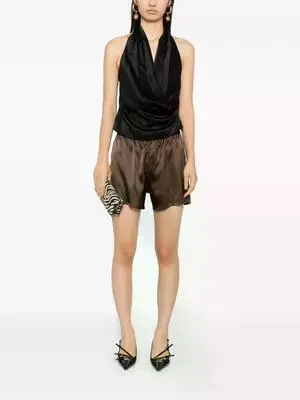 TOM FORD Elasticated Waistband Satin Shorts - Brown