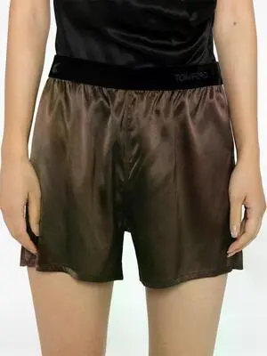 TOM FORD Elasticated Waistband Satin Shorts - Brown