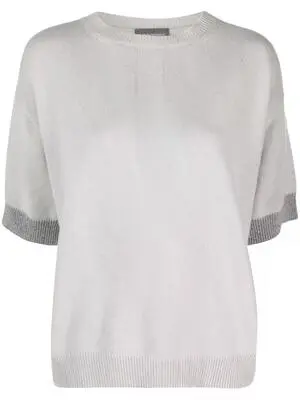 Lorena Antoniazzi Contrasting-border Crew-neck Top - Grey