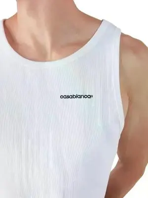 Casablanca Embroidered Logo Ribbed Tank Top