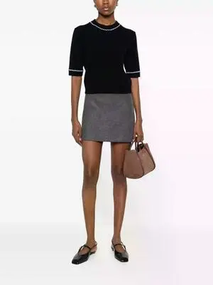 ALLUDE Contrast Trim T-shirt