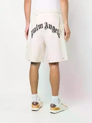 Palm Angels Palm Tree Print Track Shorts - Neutrals