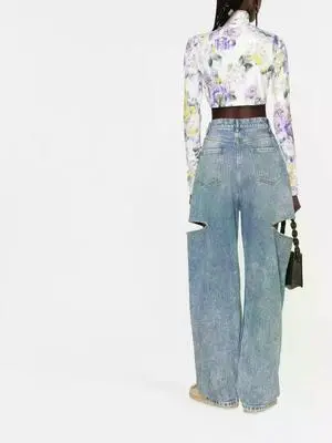 Off-White Floral-print Cropped Top
