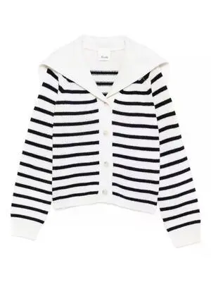 ALLUDE Striped Cardigan - White