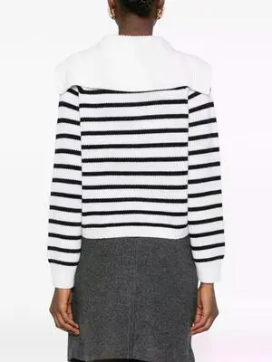 ALLUDE Striped Cardigan - White