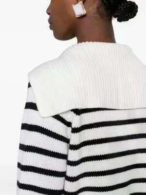 ALLUDE Striped Cardigan - White