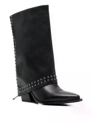 EXÈ Studded Pointed Toe Block Heel Zip Fastening Boots