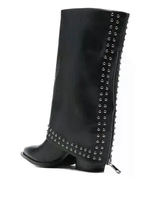 EXÈ Studded Pointed Toe Block Heel Zip Fastening Boots