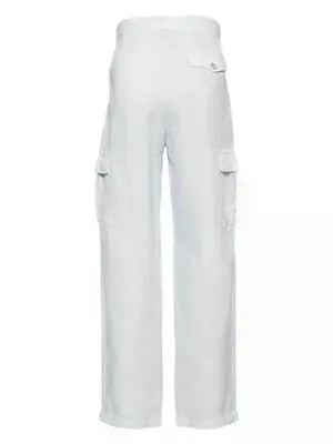 120% Lino Linen Cargo Trousers - Blue