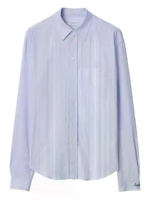 Burberry Striped Logo-embroidered Shirt - Blue