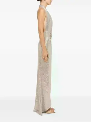 NISSA Sequin Embellishment Backless Maxi Dress - Neutrals
