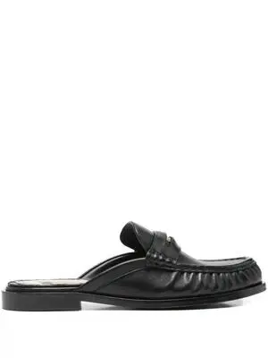 Burberry Cadet Leather Mules With Enamelled Knight Stamp - Black