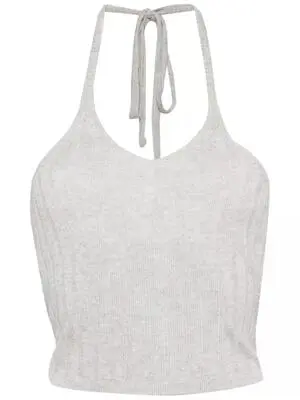 ALOHAS Ribbed Knit Halterneck Top - Grey