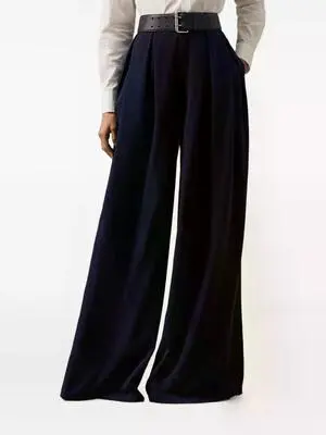 Ralph Lauren Navy Wool Pleated Palazzo Pants