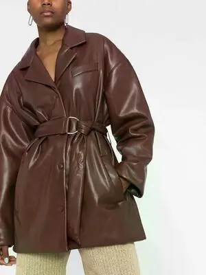 Nanushka Belted Faux-leather Blazer