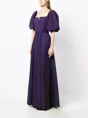 Alberta Ferretti Pleated Gown With Puff Sleeves