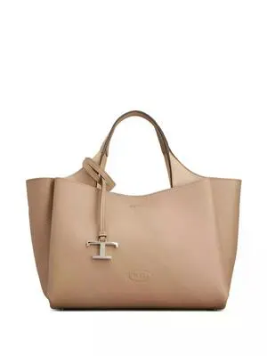 TOD'S Leather Tote Bag With Logo Pendant
