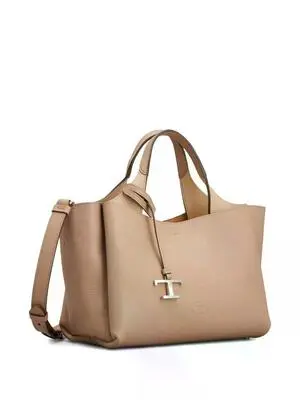 TOD'S Leather Tote Bag With Logo Pendant