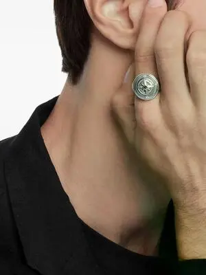 David Yurman Sterling Black Diamond Compass Signet Ring