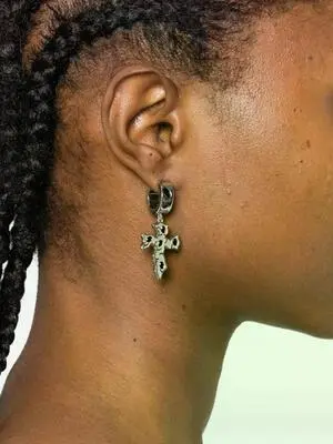 DARKAI Tone Cross Pendant Hoop Earrings