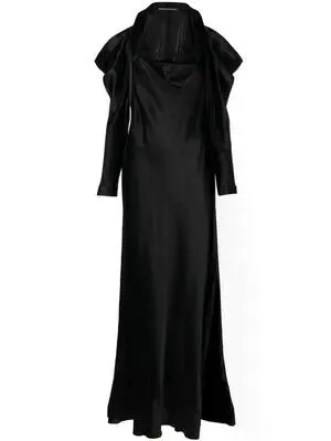 Alberta Ferretti Lace-detail Satin Long Dress