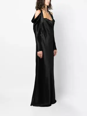 Alberta Ferretti Lace-detail Satin Long Dress
