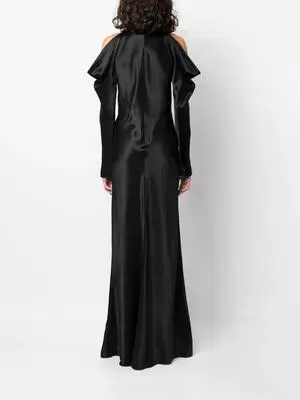 Alberta Ferretti Lace-detail Satin Long Dress