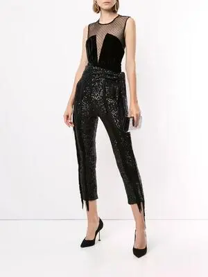 CHRISTIAN PELLIZZARI Fringed Sequin Trousers - Black