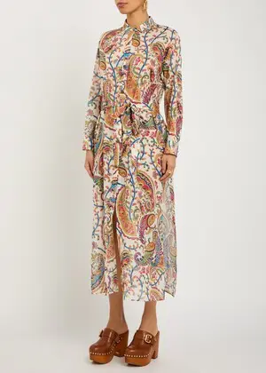 Etro Paisley Print Cotton Midi Shirt Dress