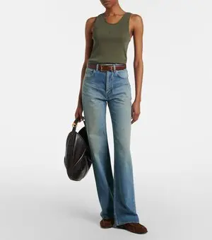 Saint Laurent Cassandre Cotton Jersey Tank Top - Green
