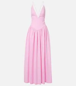 ADRIANA DEGREAS Open-back Cotton Maxi Dress - Pink