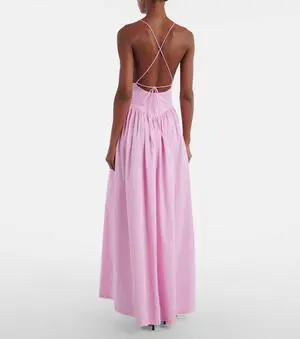 ADRIANA DEGREAS Open-back Cotton Maxi Dress - Pink