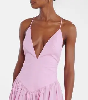 ADRIANA DEGREAS Open-back Cotton Maxi Dress - Pink