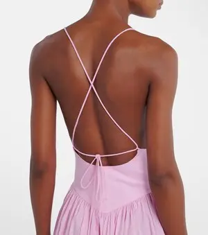 ADRIANA DEGREAS Open-back Cotton Maxi Dress - Pink