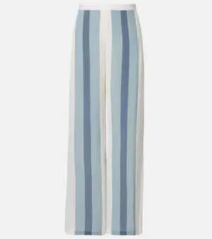 ADRIANA DEGREAS Striped Wide-leg Trousers - Blue