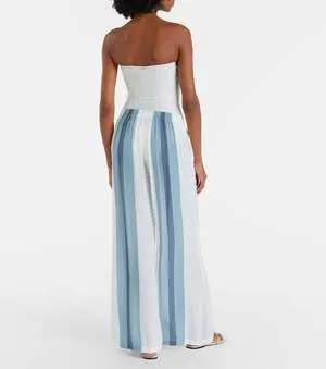 ADRIANA DEGREAS Striped Wide-leg Trousers