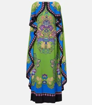 La DoubleJ Magic Printed Silk Maxi Dress - Green