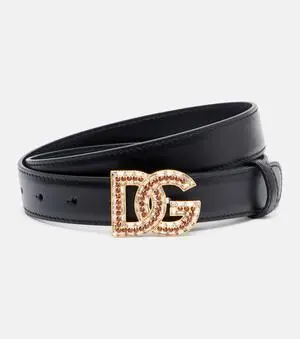 Dolce & Gabbana Embellished Leather Belt - Black