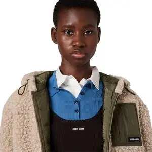Miu Miu Medium-weight Teddy Down Jacket With Technical Pong - Lime/forest