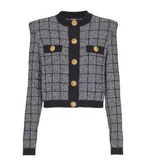 Balmain Tweed Check Cardigan