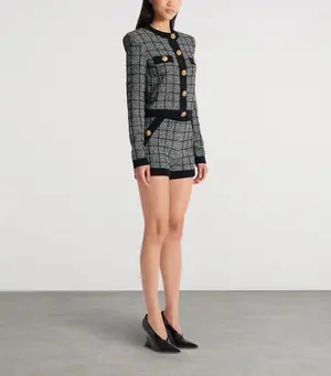 Balmain Tweed Check Cardigan