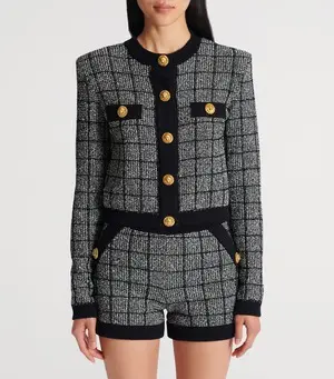 Balmain Tweed Check Cardigan