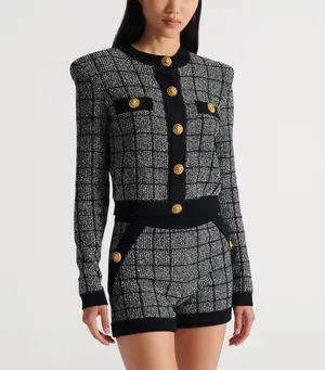 Balmain Tweed Check Cardigan