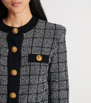 Balmain Tweed Check Cardigan