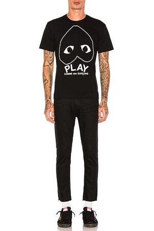 Play Comme Des Garcon Emblem Cotton Tee - Black