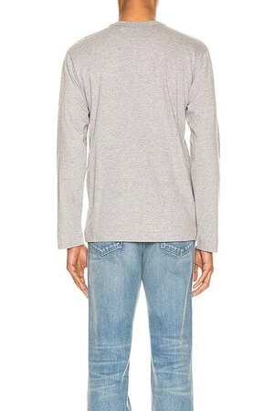 Play Comme Des Garcon Black Emblem Cotton Long Sleeve Tee - Grey