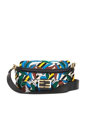 Fendi Beaded Vitello Dolce Leaf Embroidered Mama Baguette Shoulder Bag